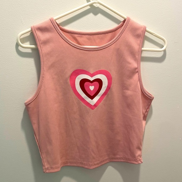 SHEIN | Tops | 46 Pink Heart Crop Top | Poshmark